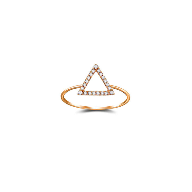 18k Gold Hollow Triangle Pave Diamond Ring