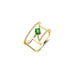 18k Gold Diamond Double Ring with Emerald – Genevieve Collection