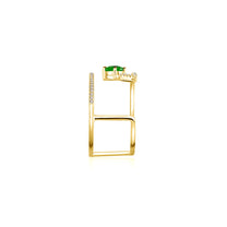 18k Gold Diamond Double Ring with Emerald – Genevieve Collection